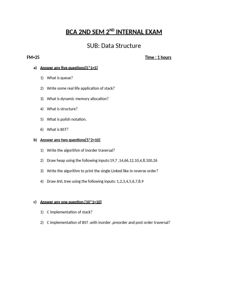 Data Structure Bca 2nd Sem | PDF