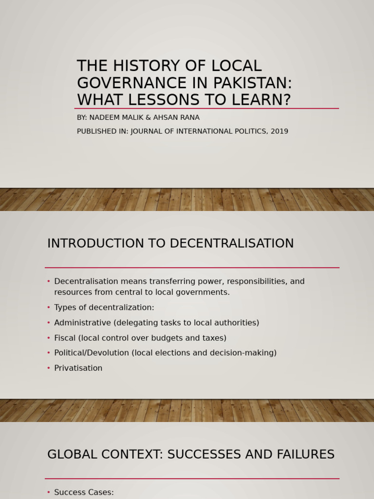 Evolution of Local Governance in Pakistan | PDF | Decentralization ...