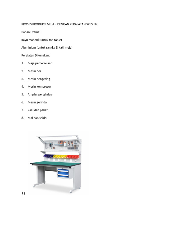 Proses Produksi Meja Kayu dan Aluminium | PDF