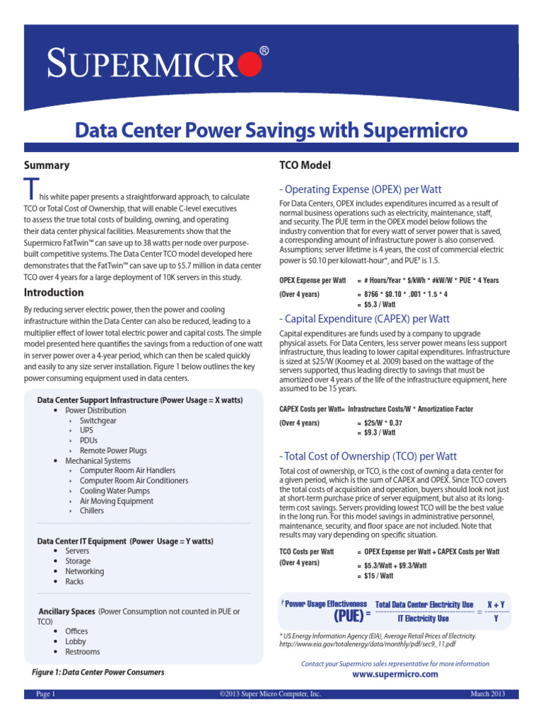 White Paper DCO Calculations | PDF | Data Center | Capital Expenditure