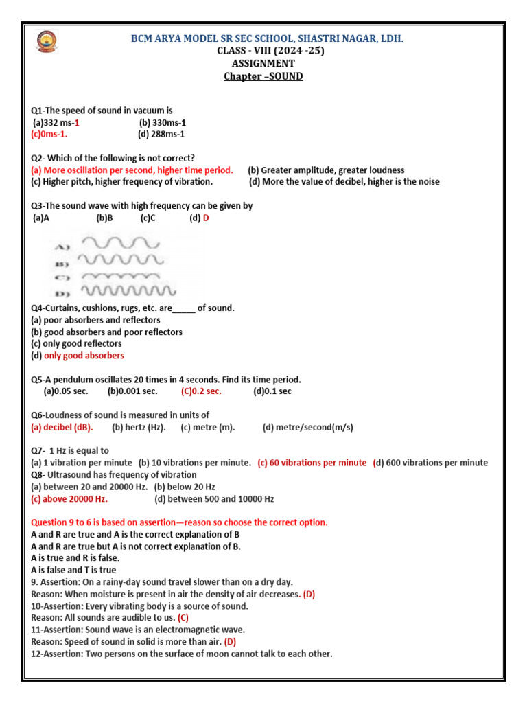 1338-C-36118-8 CH 13 Sound Assignment Answer | PDF | Sound | Frequency