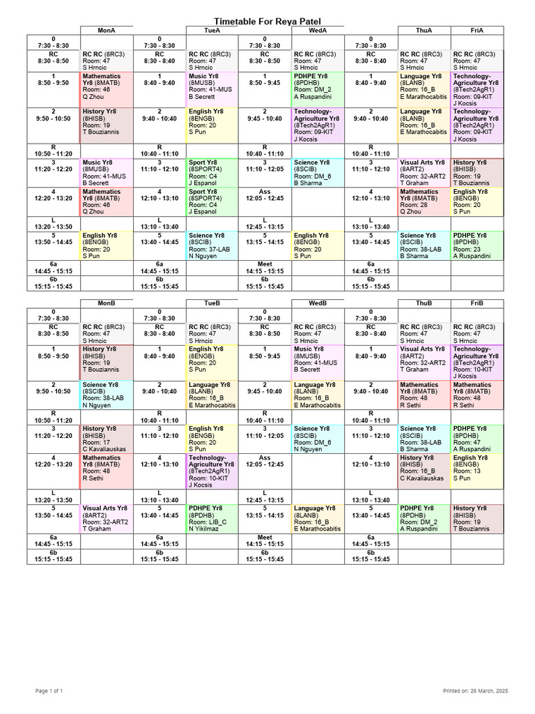 Timetable | PDF