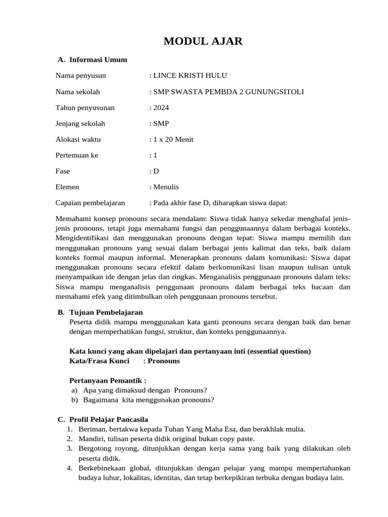 Modul Ajar MICRO TEACHING | PDF