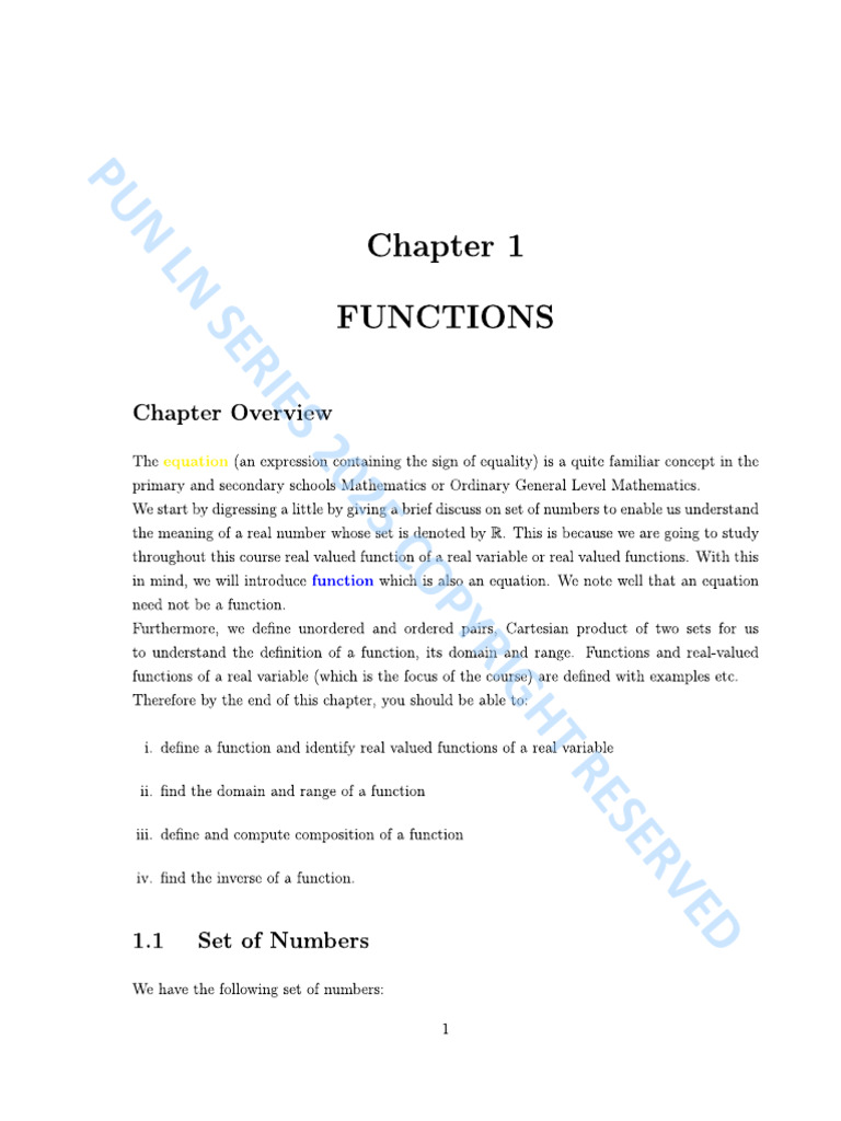 Chapters One Mth-121 Lecture Note | PDF
