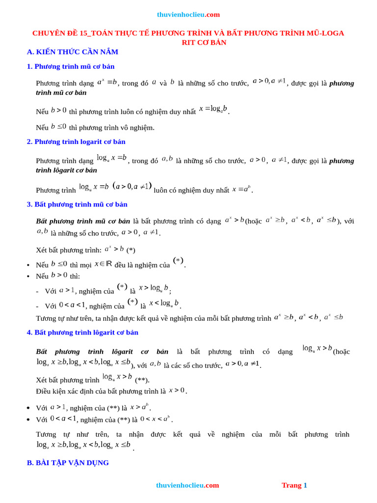 Chuyen de Thuc Te 15 - PT Va BPT Mu Loga Co Ban | PDF