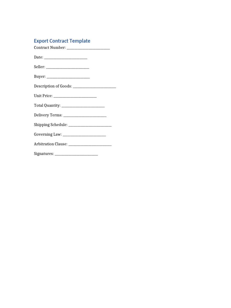 Export Contract Template | PDF