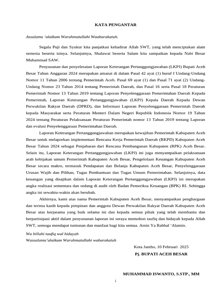 00.kata Pengantar (LKPJ 2024) | PDF