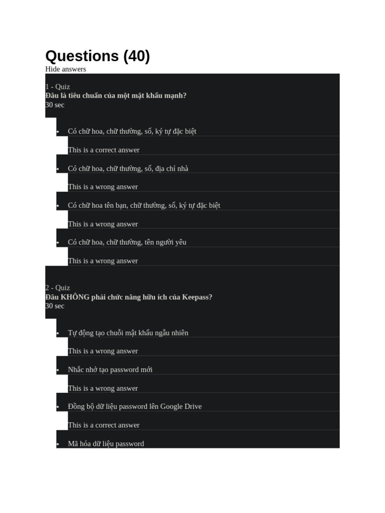 Q&A Kahoo Game | PDF