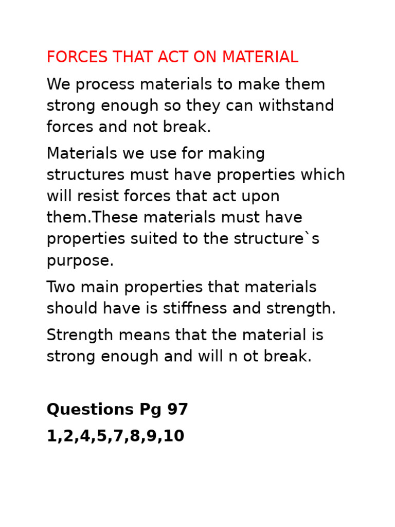 Forces That Act On Material | PDF