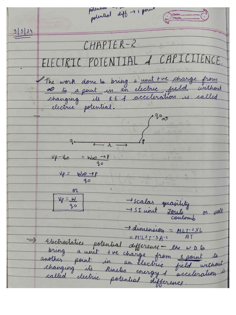 Chapter - 2 Electric Potential and Capacitance | PDF
