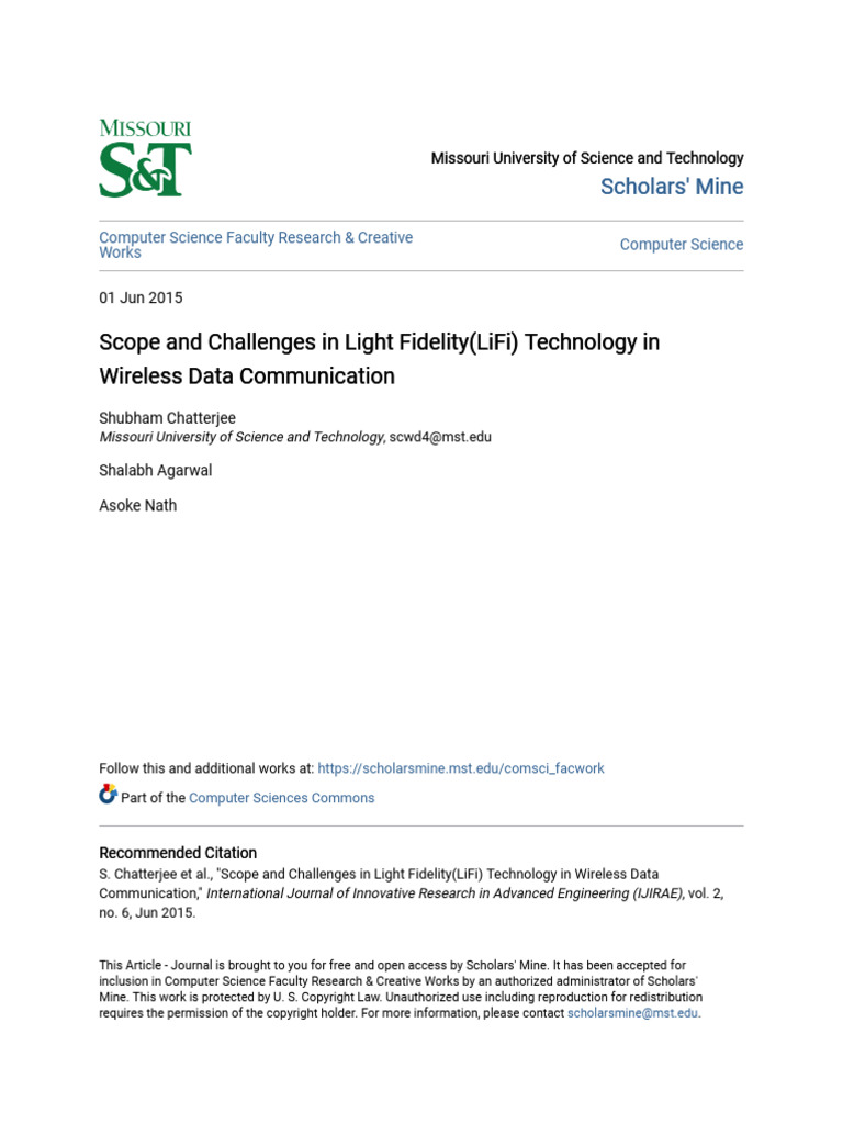 Scope and Challenges in Light Fidelity (LiFi) Technology in Wirele ...