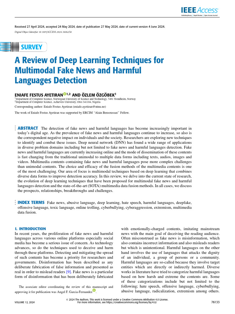 Deep Learning for Multimodal Fake News Detection | PDF | Deep Learning ...