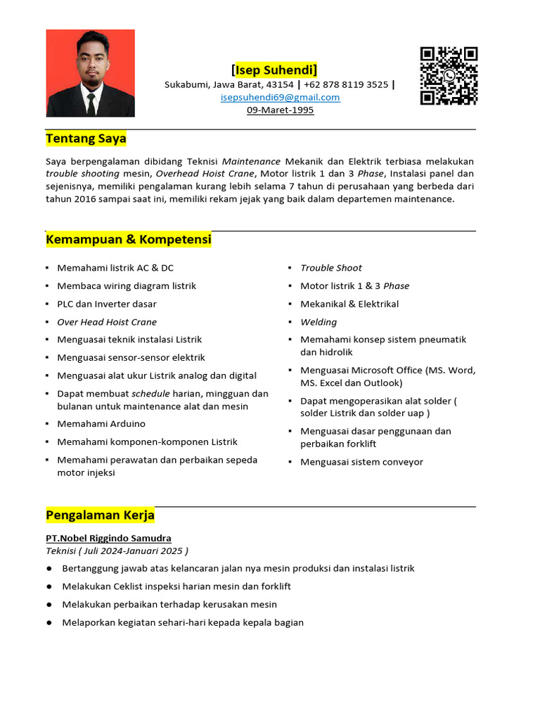 CV Isep Suhendi | PDF