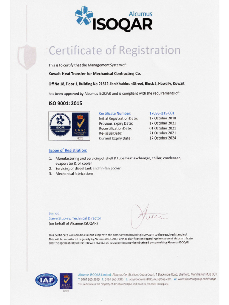 ISO 9001-2015 Certificate | PDF