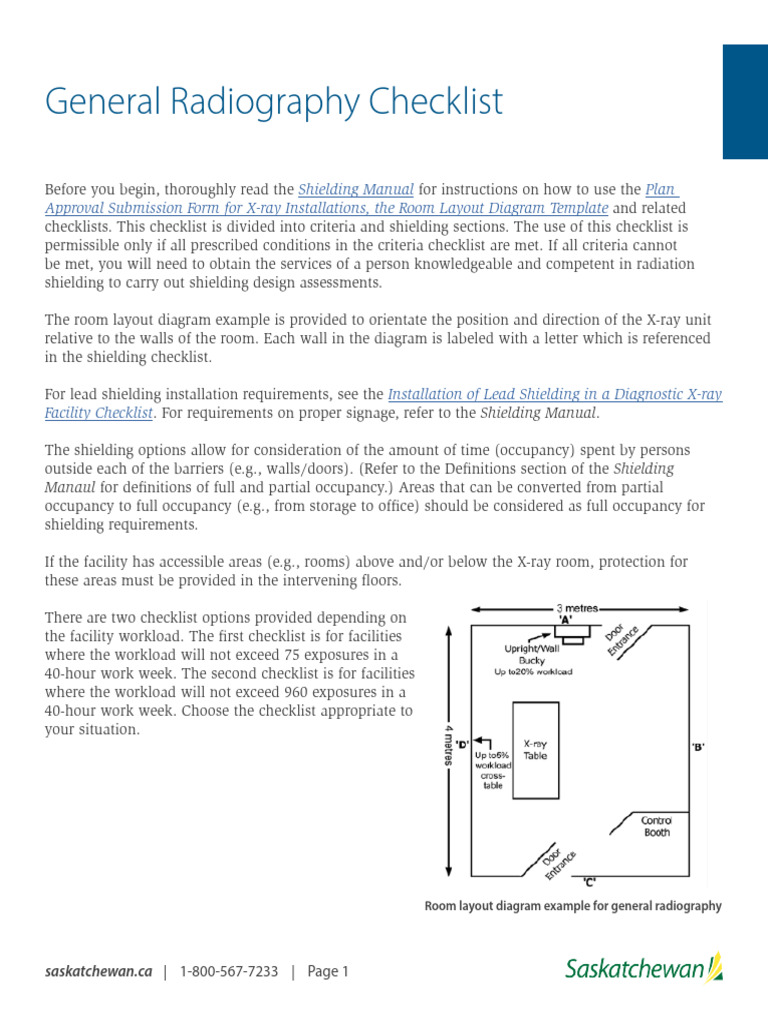 General Radiography Checklist | PDF | Radiography | X Ray