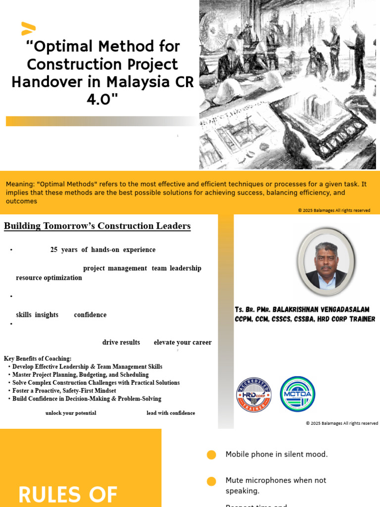 Optimal Methods For Construction Project Handover in Malaysia CR 4.0 ...