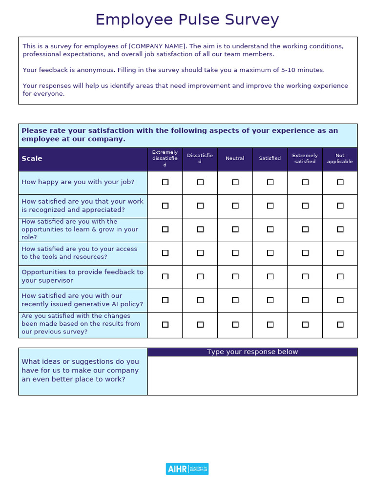 Employee Pulse Survey Template | PDF