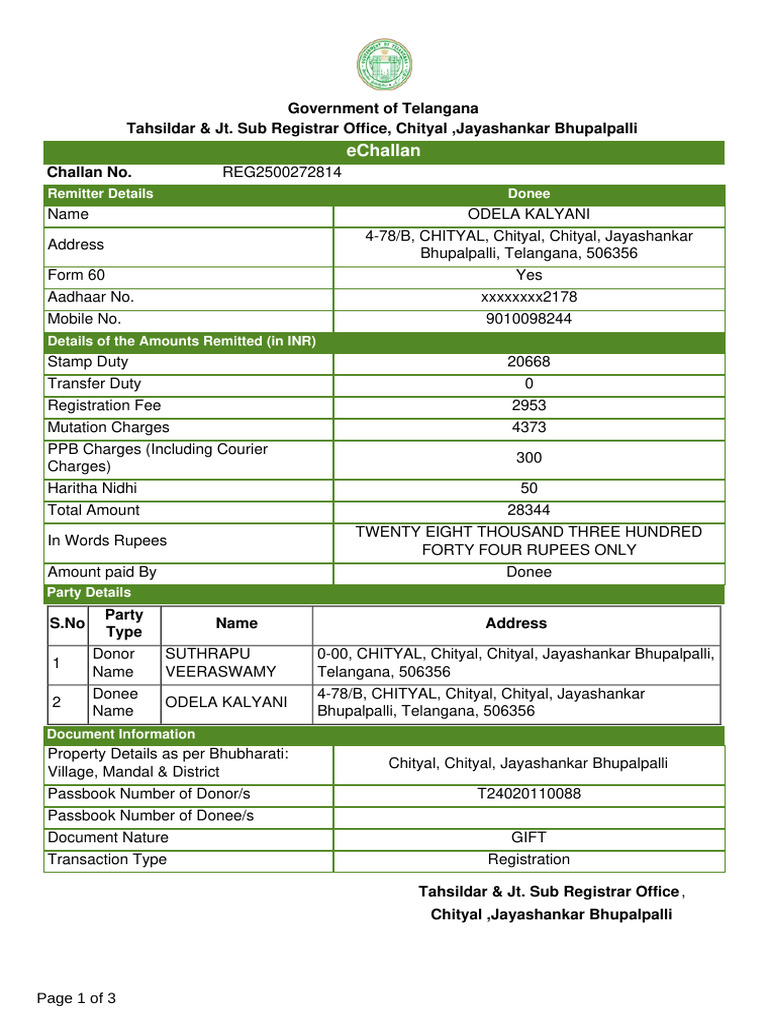 Echallan Receipt 4578268 | PDF