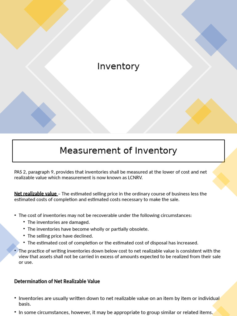 Inventories - Lower of Cost and NRV | PDF | Cost Of Goods Sold | Inventory