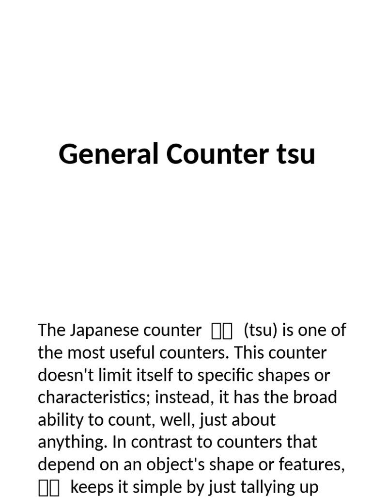 General Counter - Tsu - Nihongo | PDF