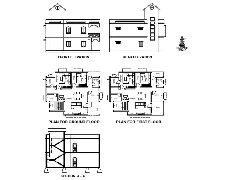 G+1 Building Plan and Elevation Details | PDF