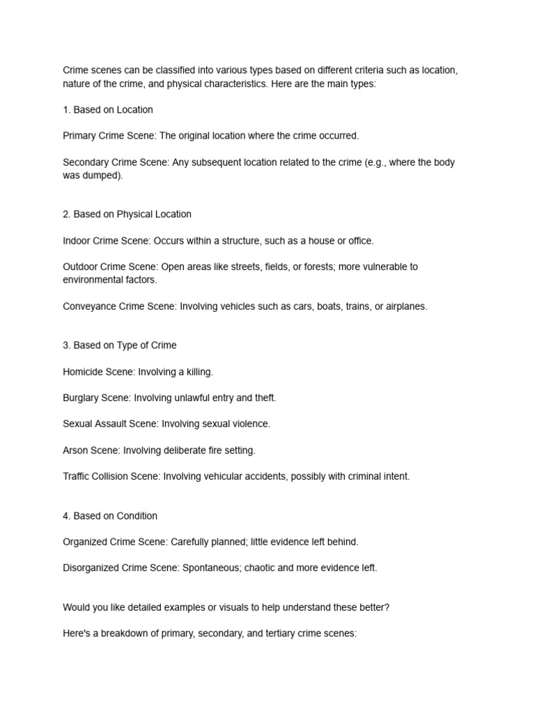 Types of Crime Scenes | PDF