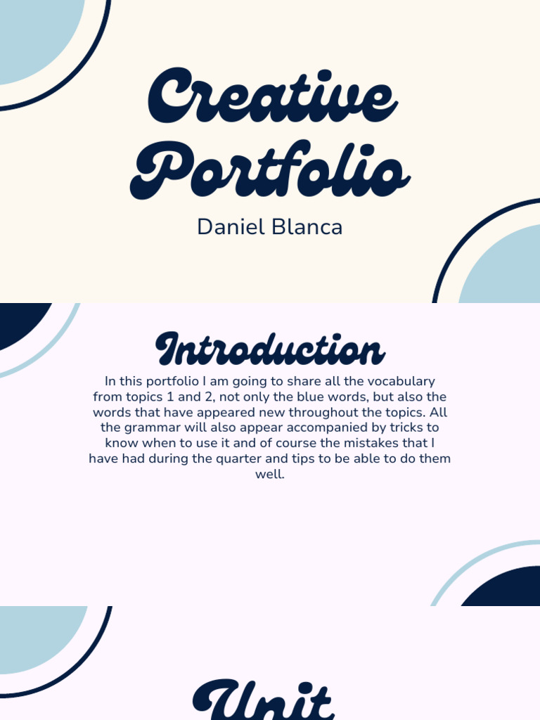 Blue and White Abstract Modern Simple Creative Portfolio Presentation ...