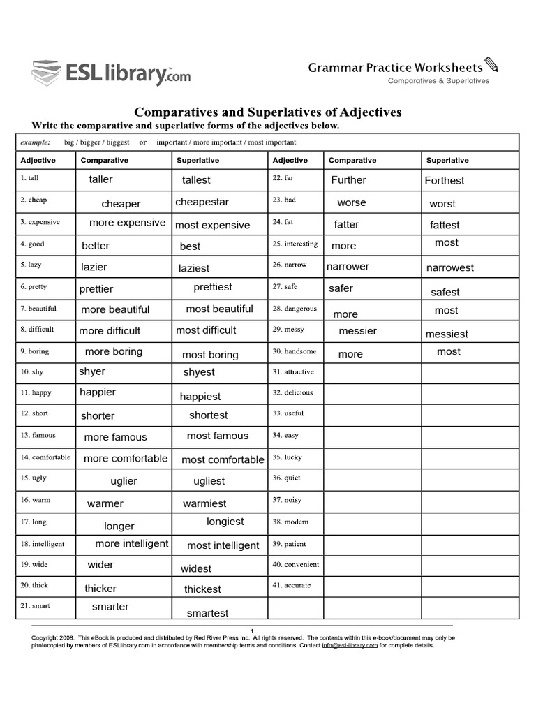 Comparative Superlatives 1 | PDF
