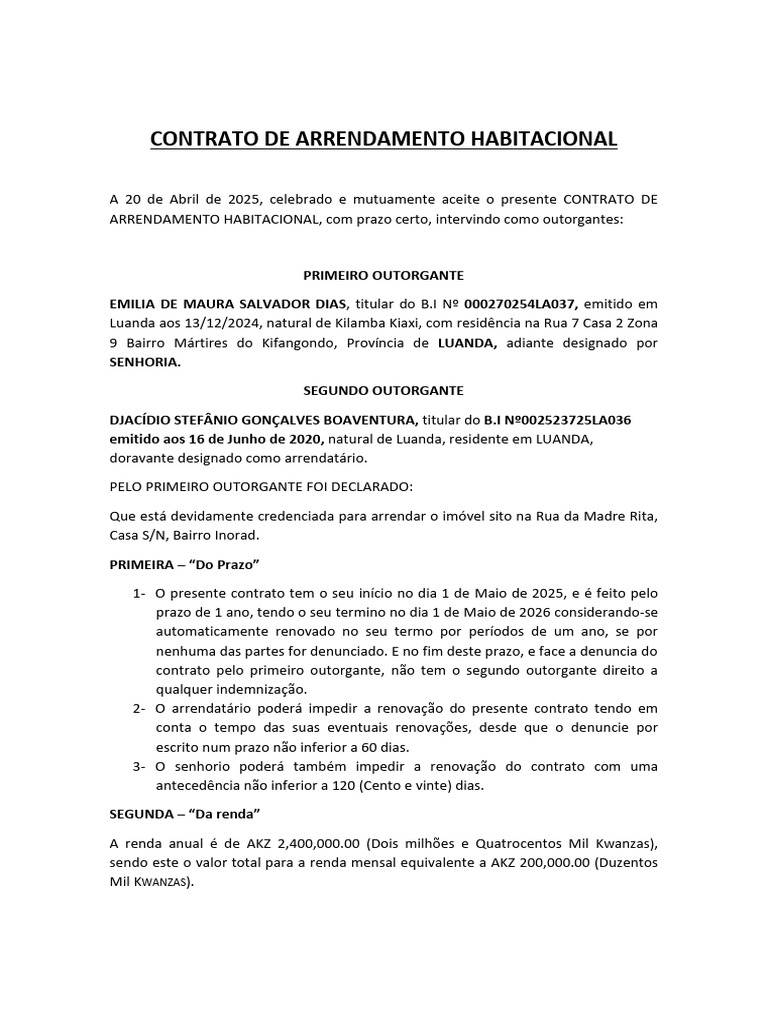 CONTRATO DE ARRENDAMENTO HABITACIONAL (Modelo) | PDF | Leasing ...