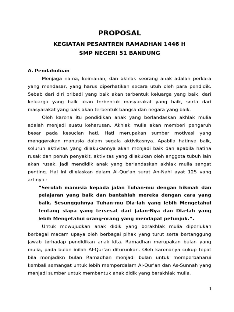 Proposal Pesantren 1446 H | PDF