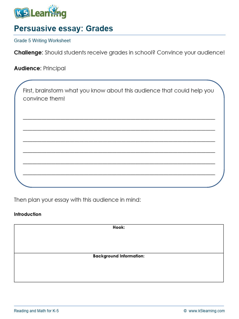 Grade 5 Persuasive Essay Practice Ib5 | PDF | Essays | Human Communication