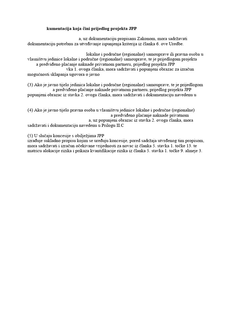 Ostala Dokumentacija Koja Čini Prijedlog Projekta JPP | PDF