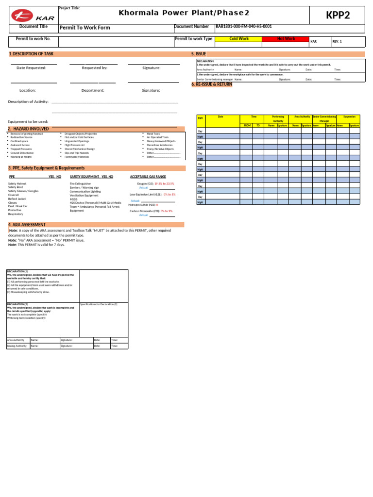 KAR1801-000-FM-040-HS-0001-001, PTW Format Form | PDF | Personal ...