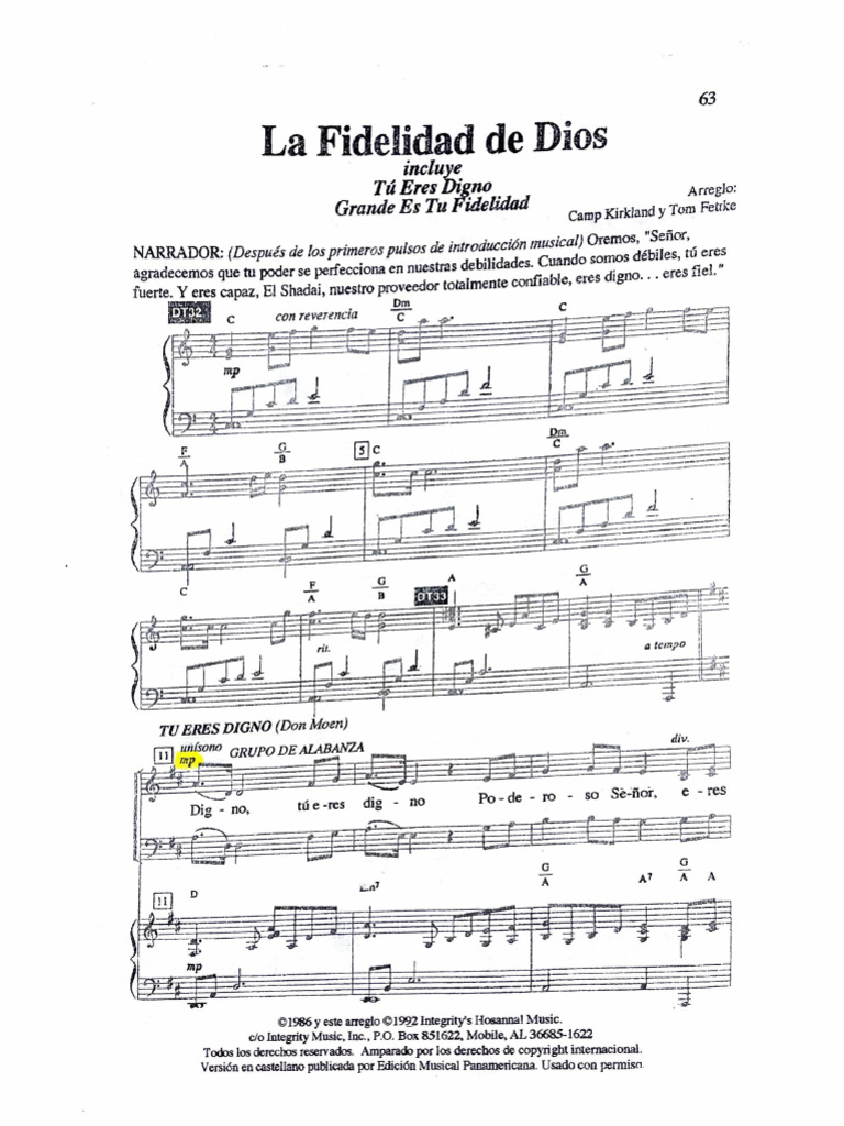 Tú Eres Digno & Grande Es Tu Fidelidad 2 | PDF