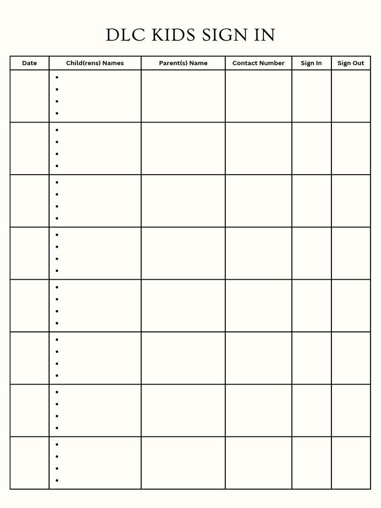 DLC Sign in Sheet | PDF