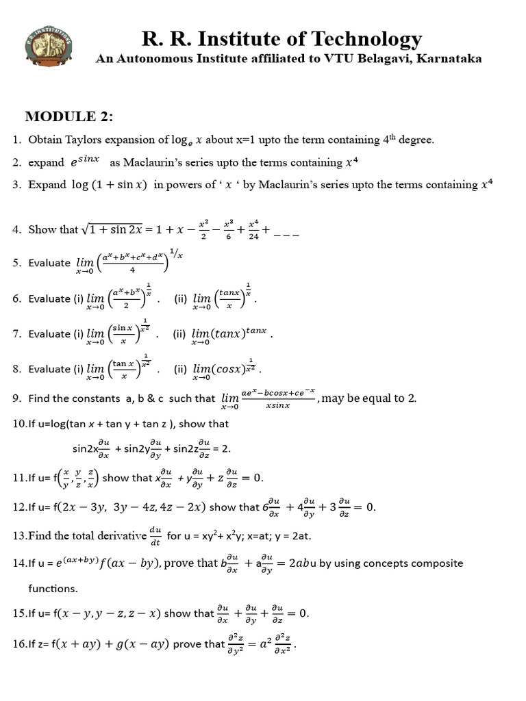 Module 2-Maths - Question Bank | PDF | Mathematical Objects | Asymptotic Analysis