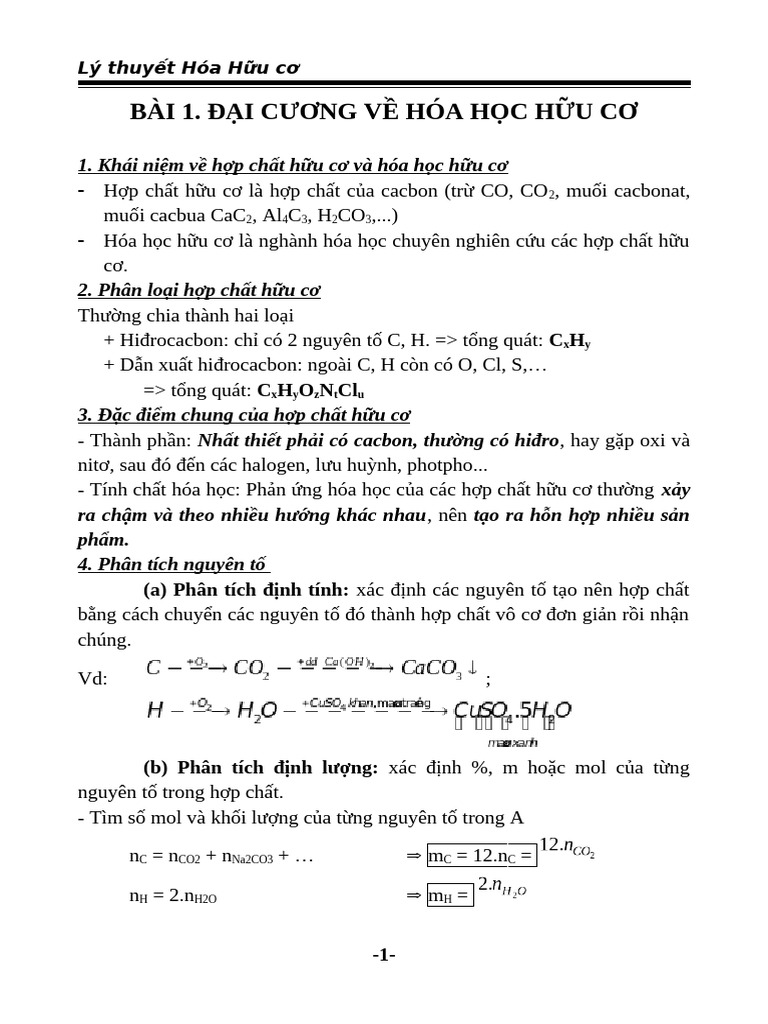 Ly Thuyet Hoa Huu Co | PDF