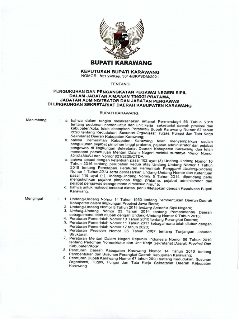 SK Pengukuhan Setda | PDF