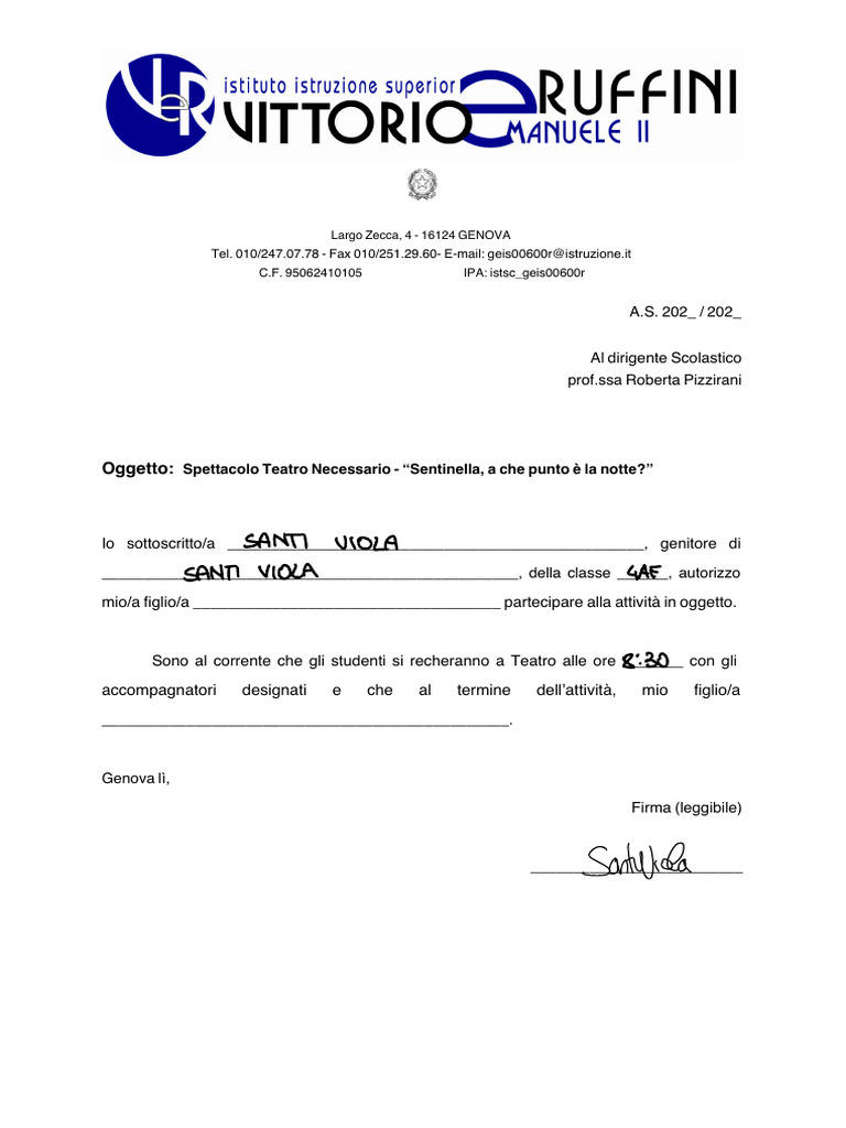 FAX SIMILE Manleva Uscita Teatro | PDF