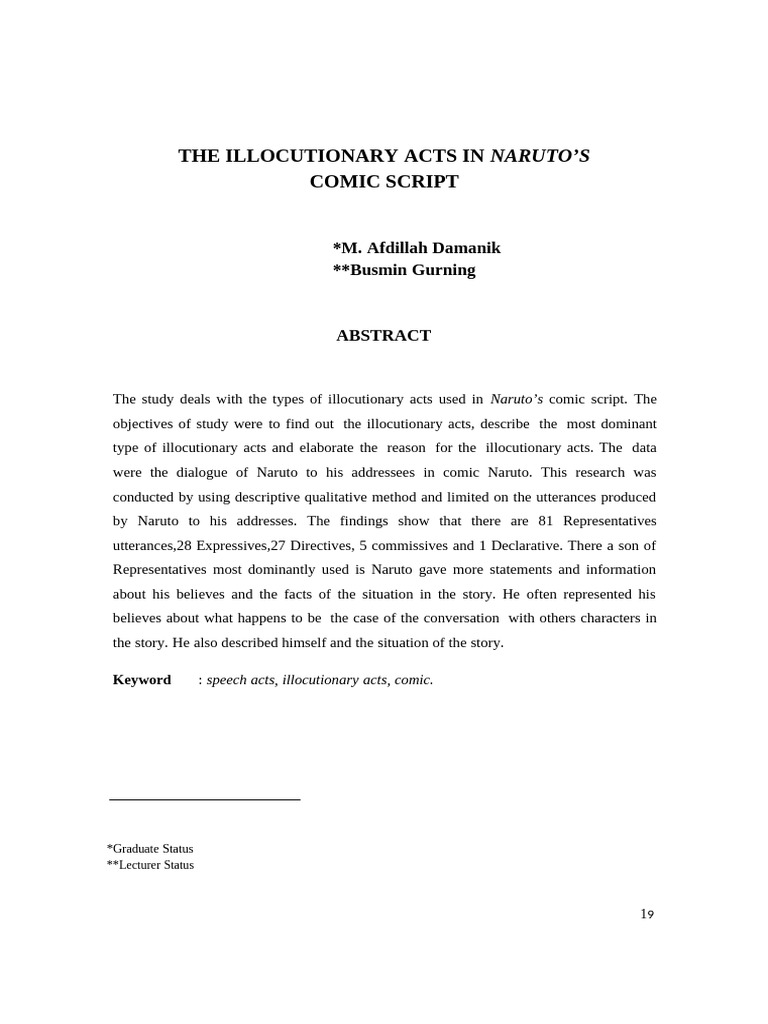 The Illocutionary Acts in Naruto's Comic Script | PDF | Semantics ...