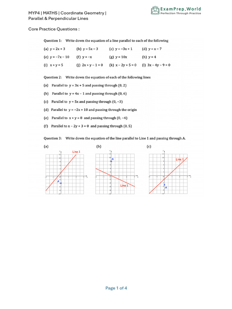 Coordinate Geometry Parallel and Perpendicular Lines | PDF