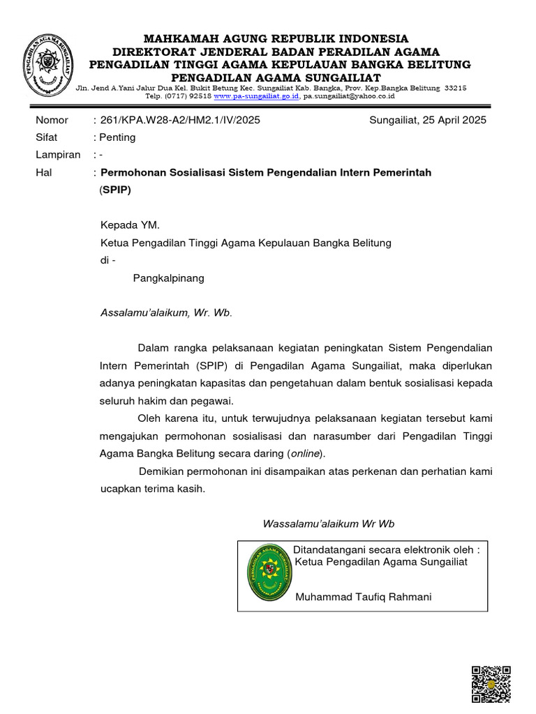 Surat Permohonan Narsum | PDF