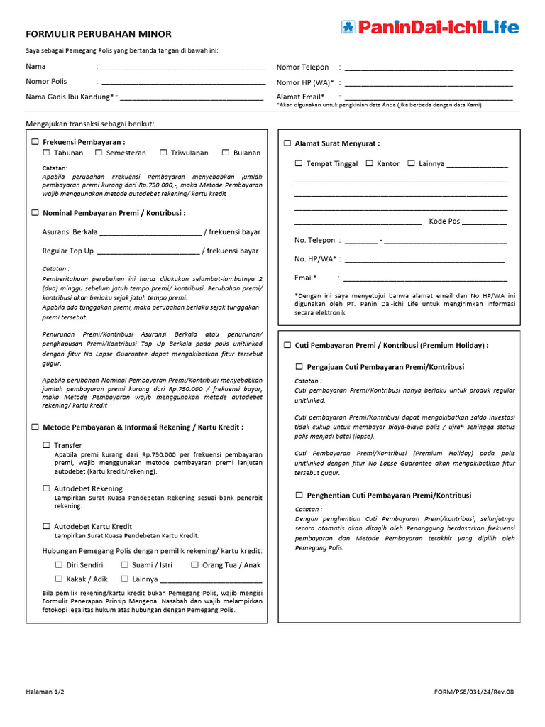 Formulir Perubahan Minor | PDF