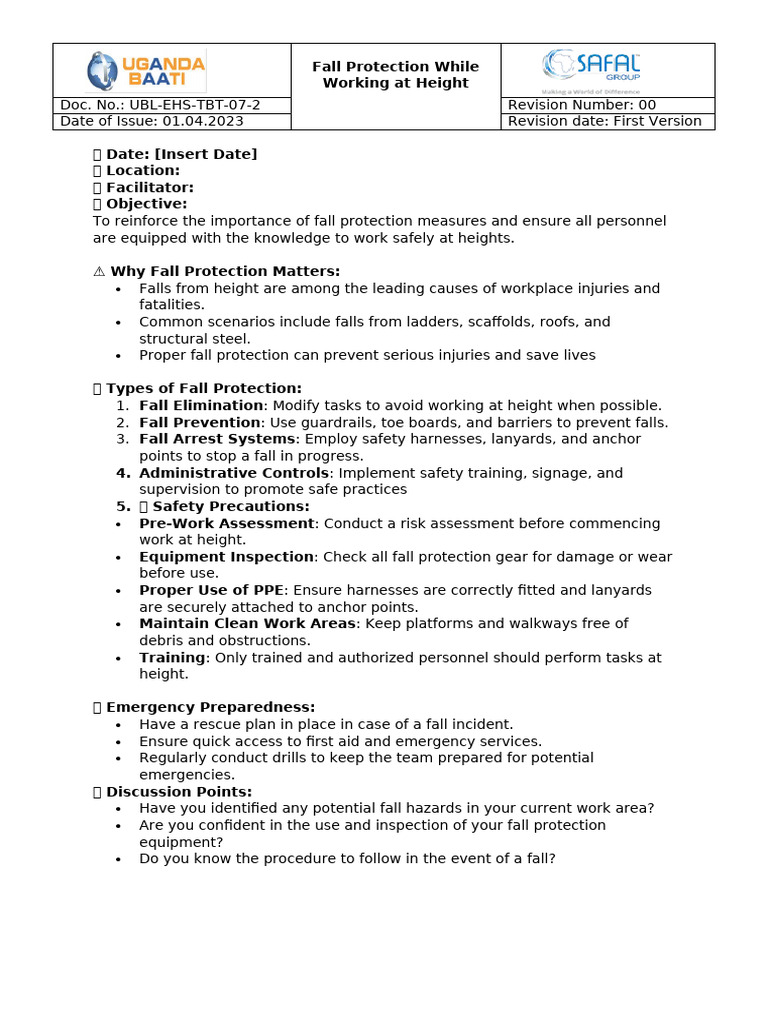 Fall Protection Guidelines for Heights | PDF