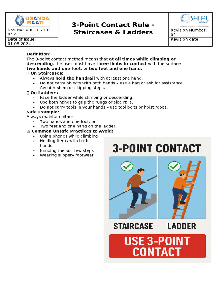 3-Point Contact Rule - Staircases & Ladders. | PDF