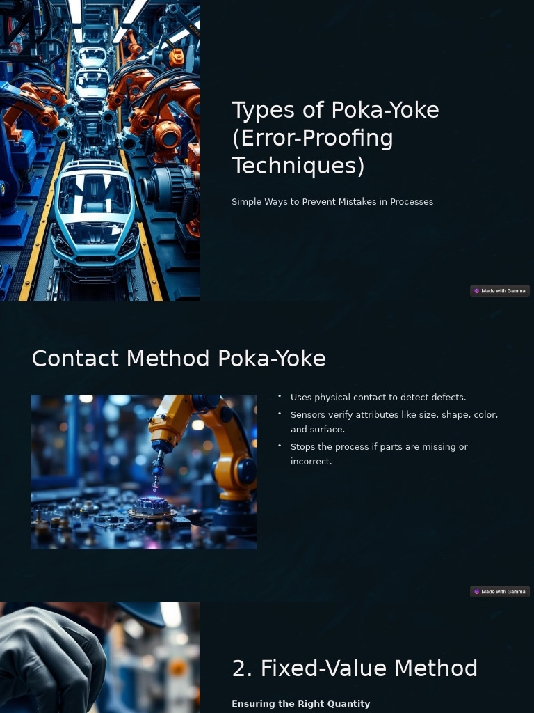 Types of Poka Yoke Error Proofing Techniques | PDF