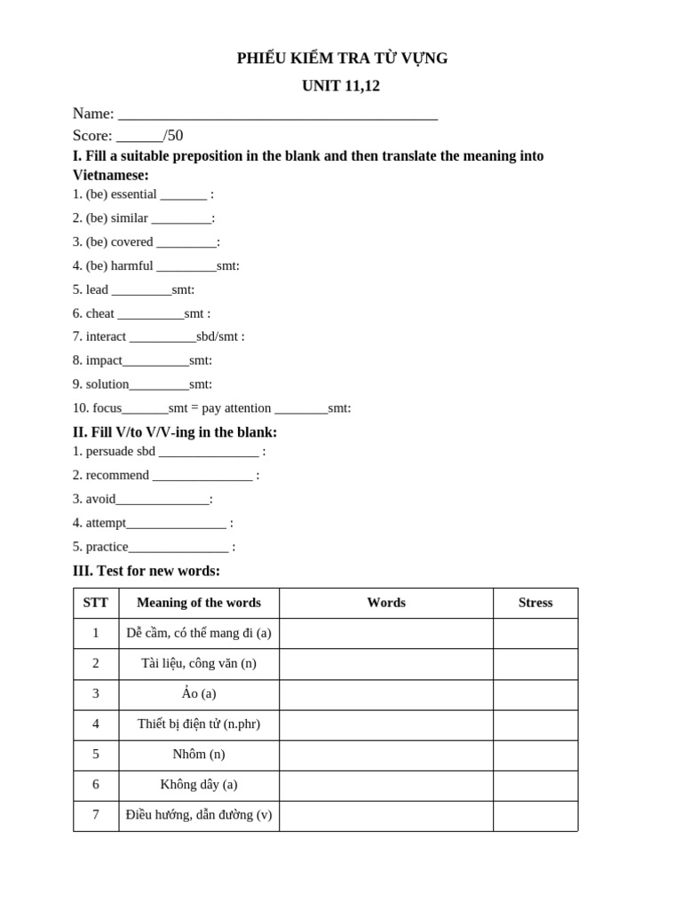 G9 U11 12 Vocab Check | PDF
