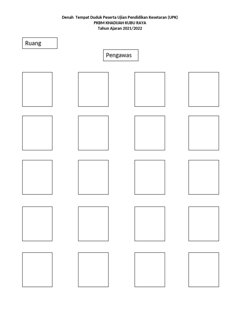 Denah Tempat Duduk UPK 2022 | PDF