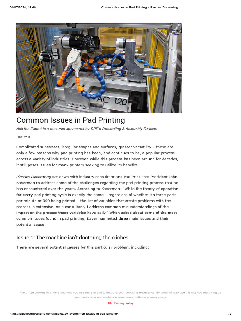 Troubleshooting Pad Printing Issues | PDF | Applied And ...