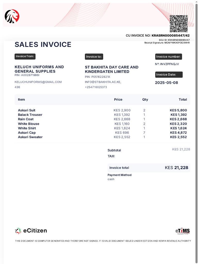 Kenya Revenue Authority - Etims | PDF | Invoice | Clothing